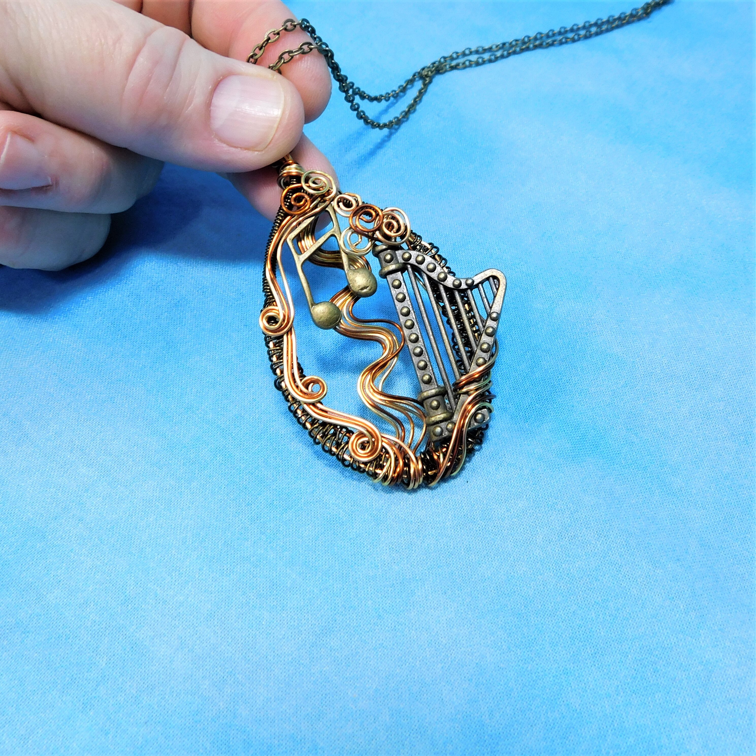 Harp Jewelry Musician Necklace, Unique Artisan Crafted Musical Theme ...