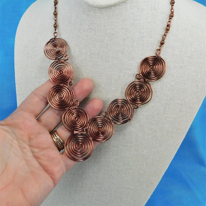 Unique Coiled Copper Bib Necklace Artisan Crafted Wire - Etsy