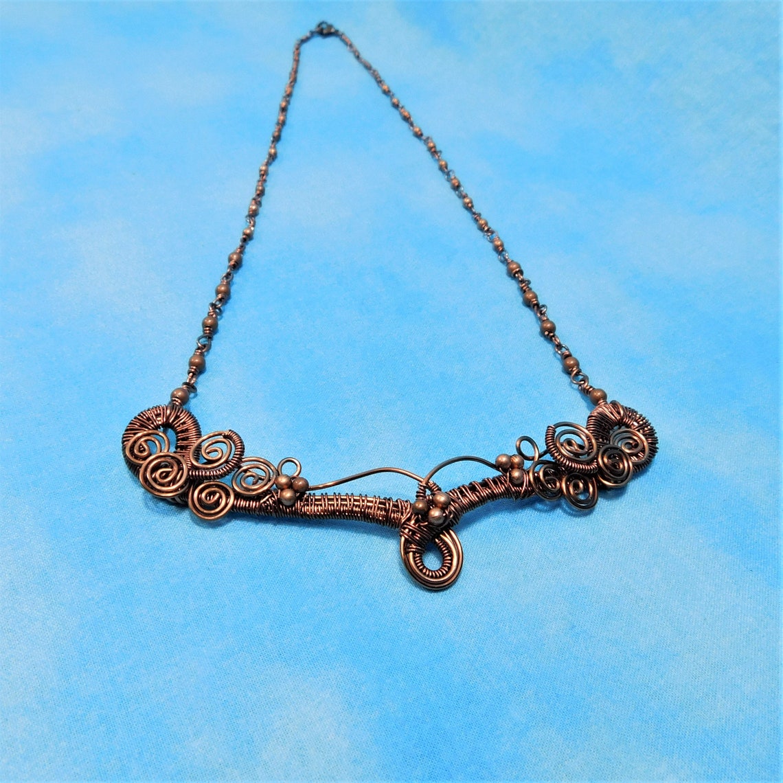 Artistic Copper Wire Wrapped Bib Necklace Artisan Crafted - Etsy