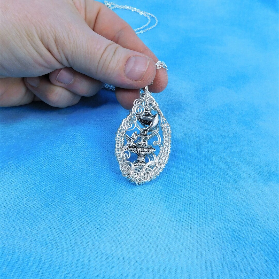 Wire Wrapped Flying Bird Memorial Necklace, Animal Theme Jewelry ...