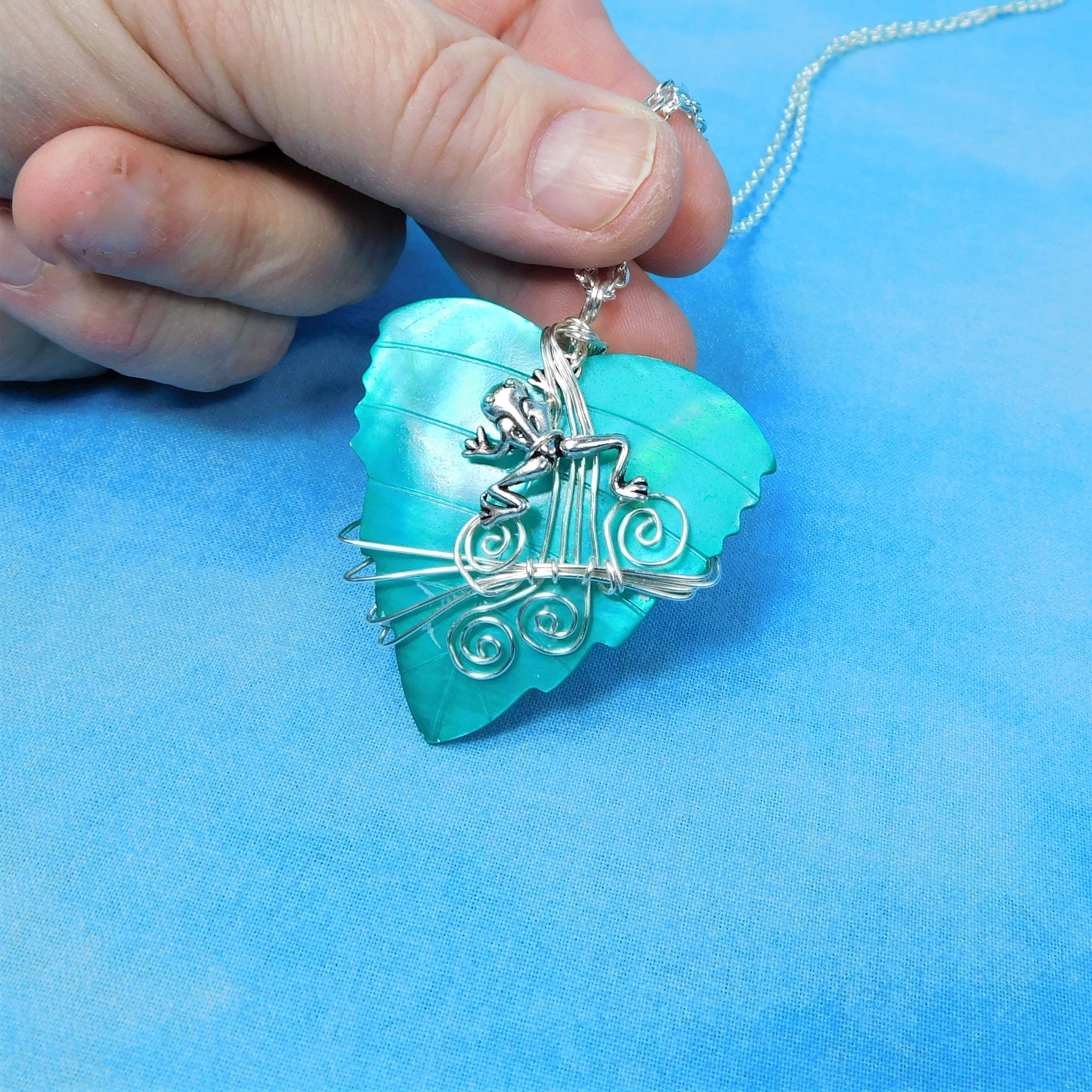 Unique Wire Wrapped Frog on a Leaf Necklace, Artisan Crafted Pendant ...