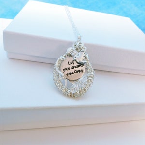 Artisan Crafted Flying Bird Necklace, Wire Wrapped Artistic Bird in ...