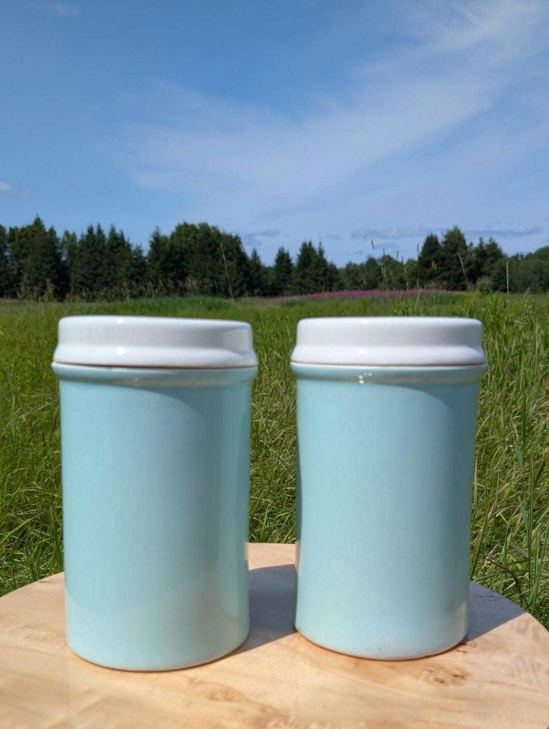 Blue Ceramic Canister Set - Etsy
