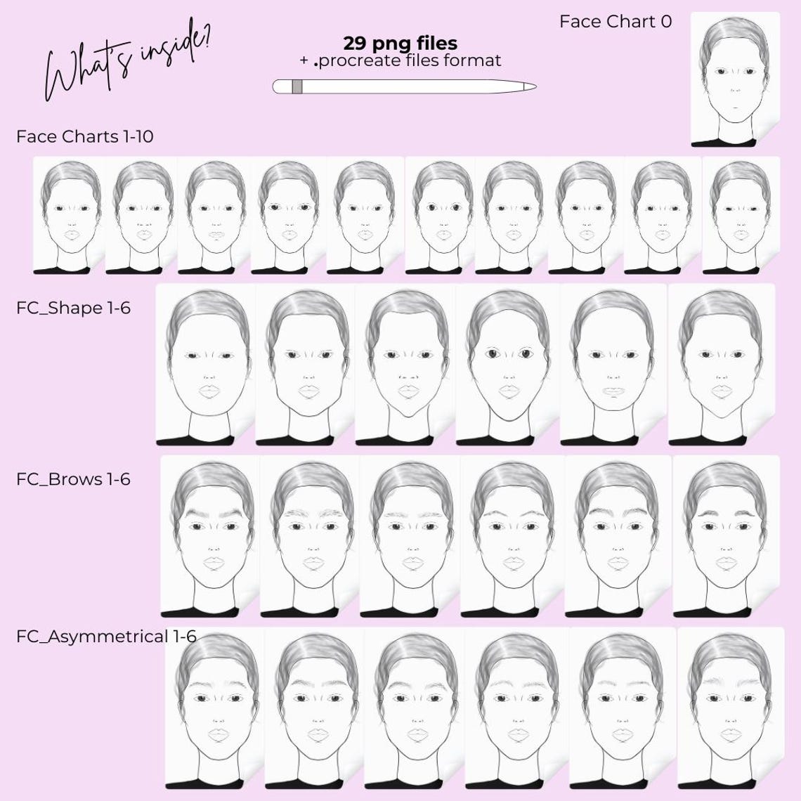 Procreate Face Charts: PMU Brow Mapping Practice (digital Download PDF ...