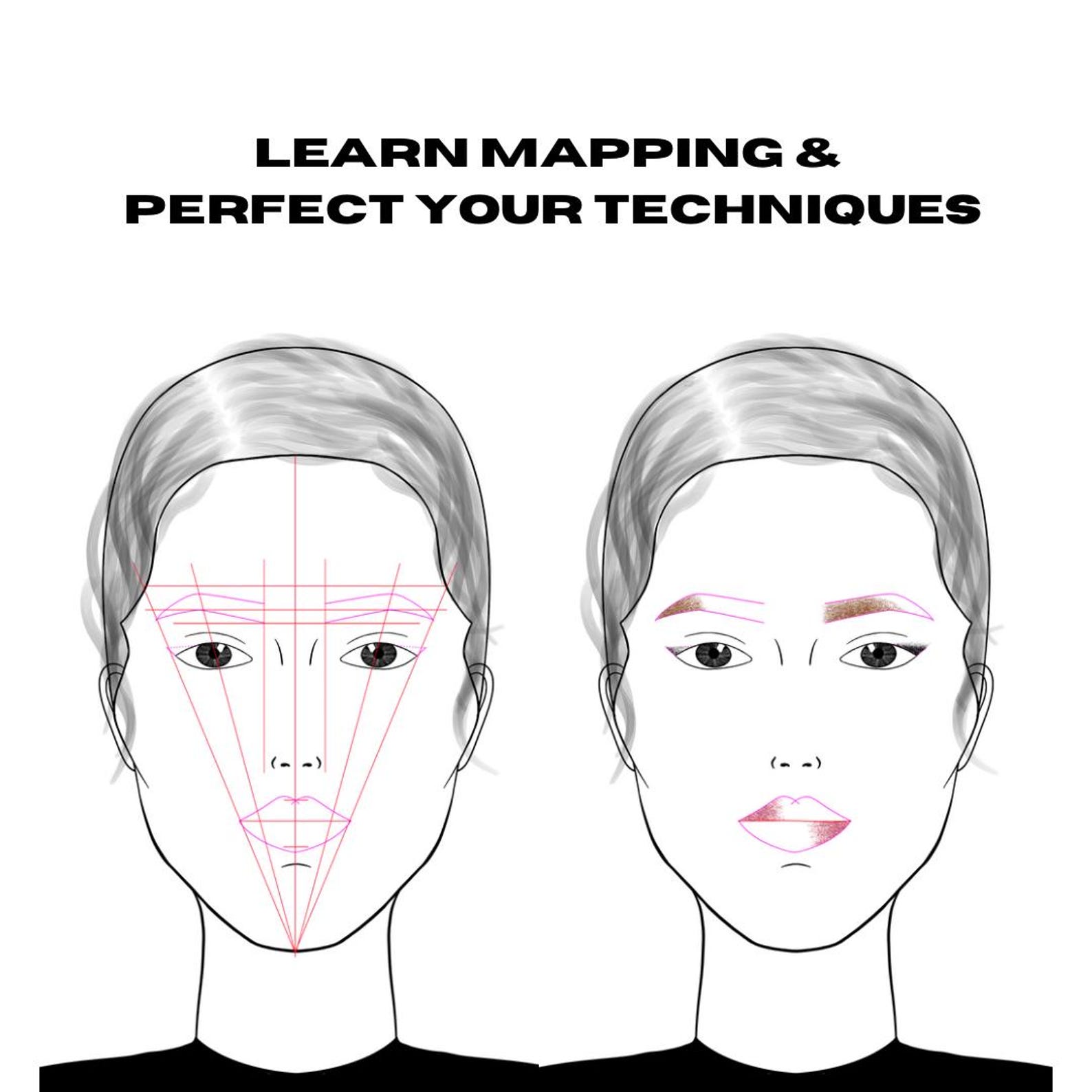 Procreate Face Charts PMU Brow Mapping Practice Face Shapes ...