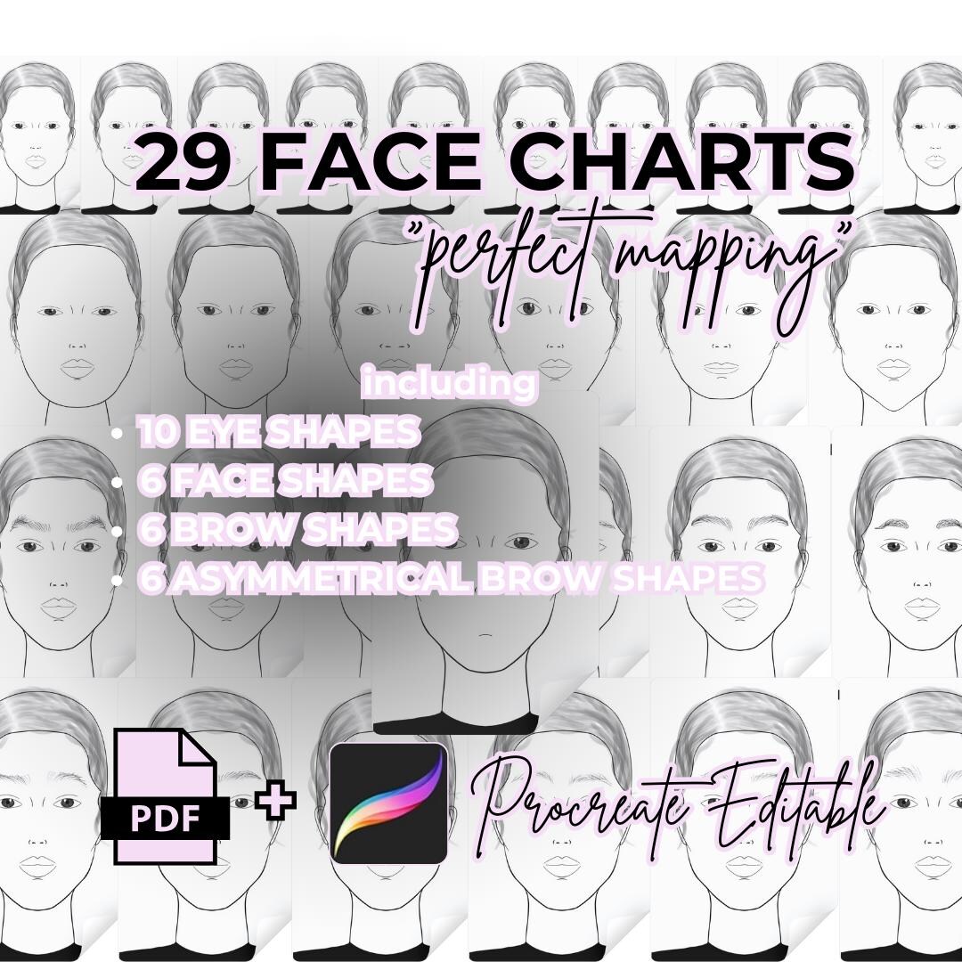 Procreate Face Charts: PMU Brow Mapping Practice (digital Download PDF ...