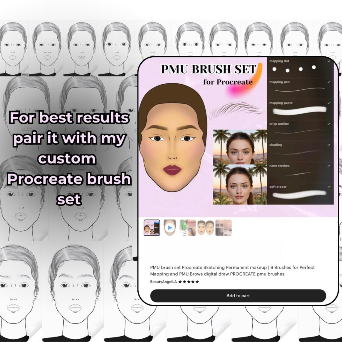 Procreate Face Charts: PMU Brow Mapping Practice (digital Download PDF ...