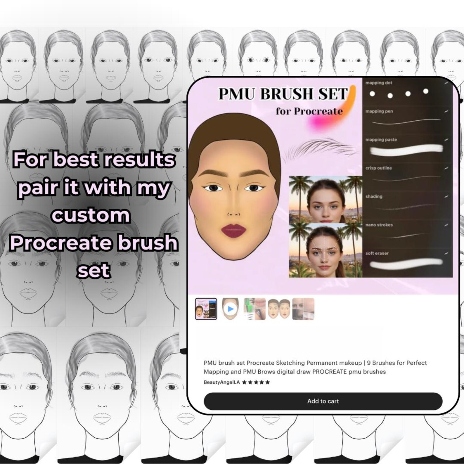 Procreate Face Charts: PMU Brow Mapping Practice (digital Download PDF ...