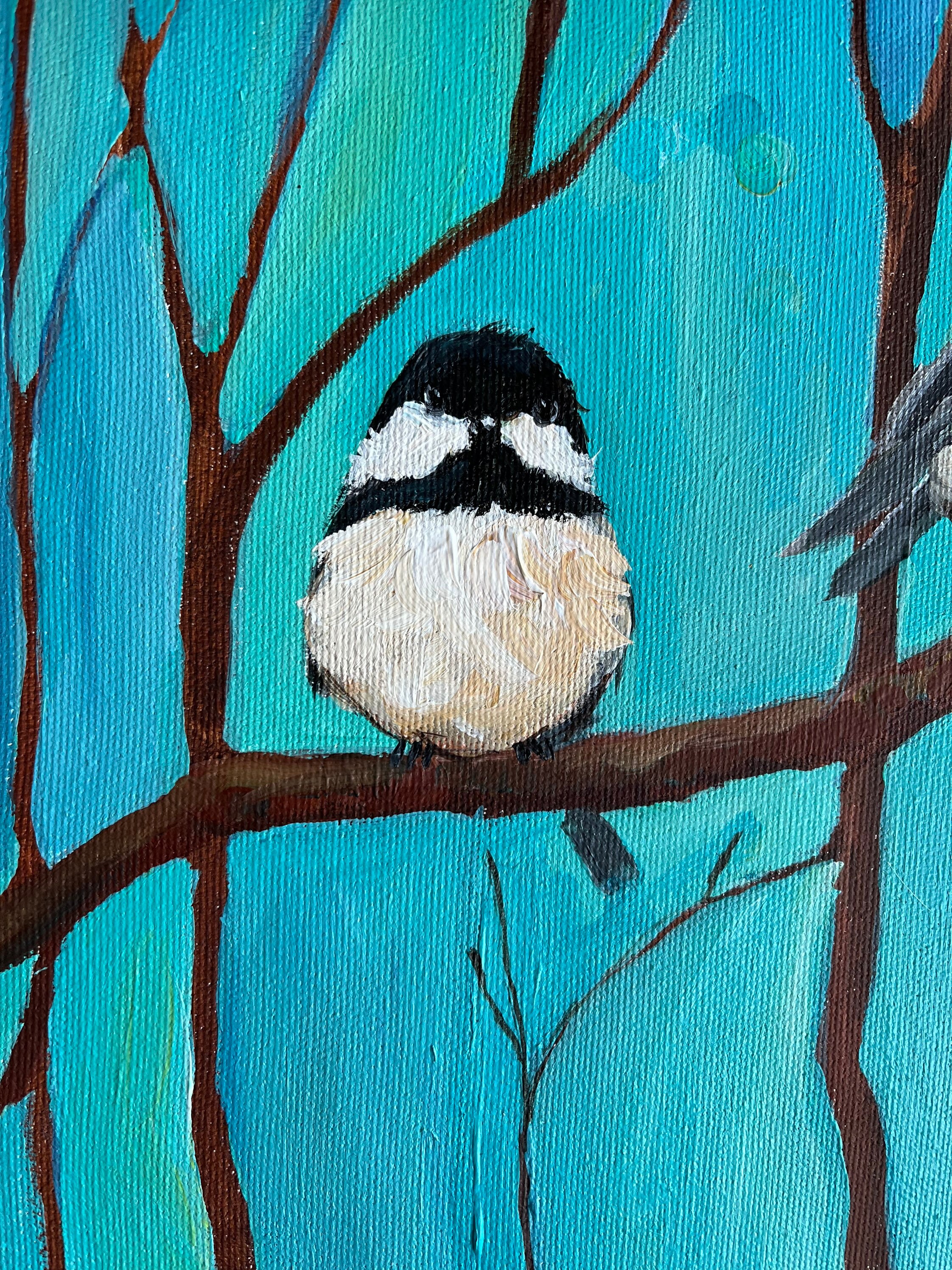 Two Chickadees on a Birch Tree Acrylic Painting. Hand Painted by Me in ...