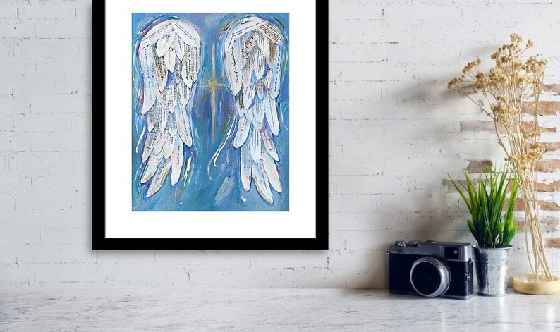 Angel Wings Mixed Media Art Print, Angel Wings Painting, Angel Wings ...