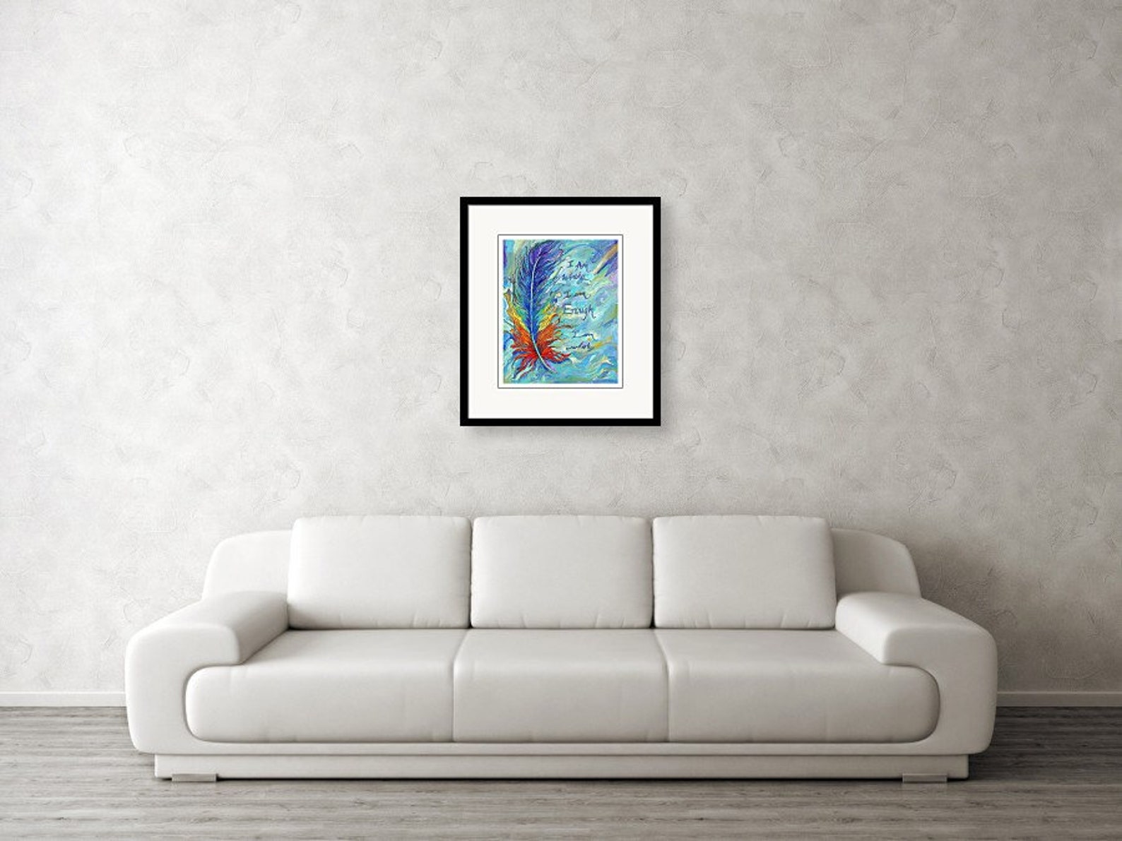 Feather Print, Art Print, Reiki Feather, I Am Worthy, I Am Enough, Fine ...