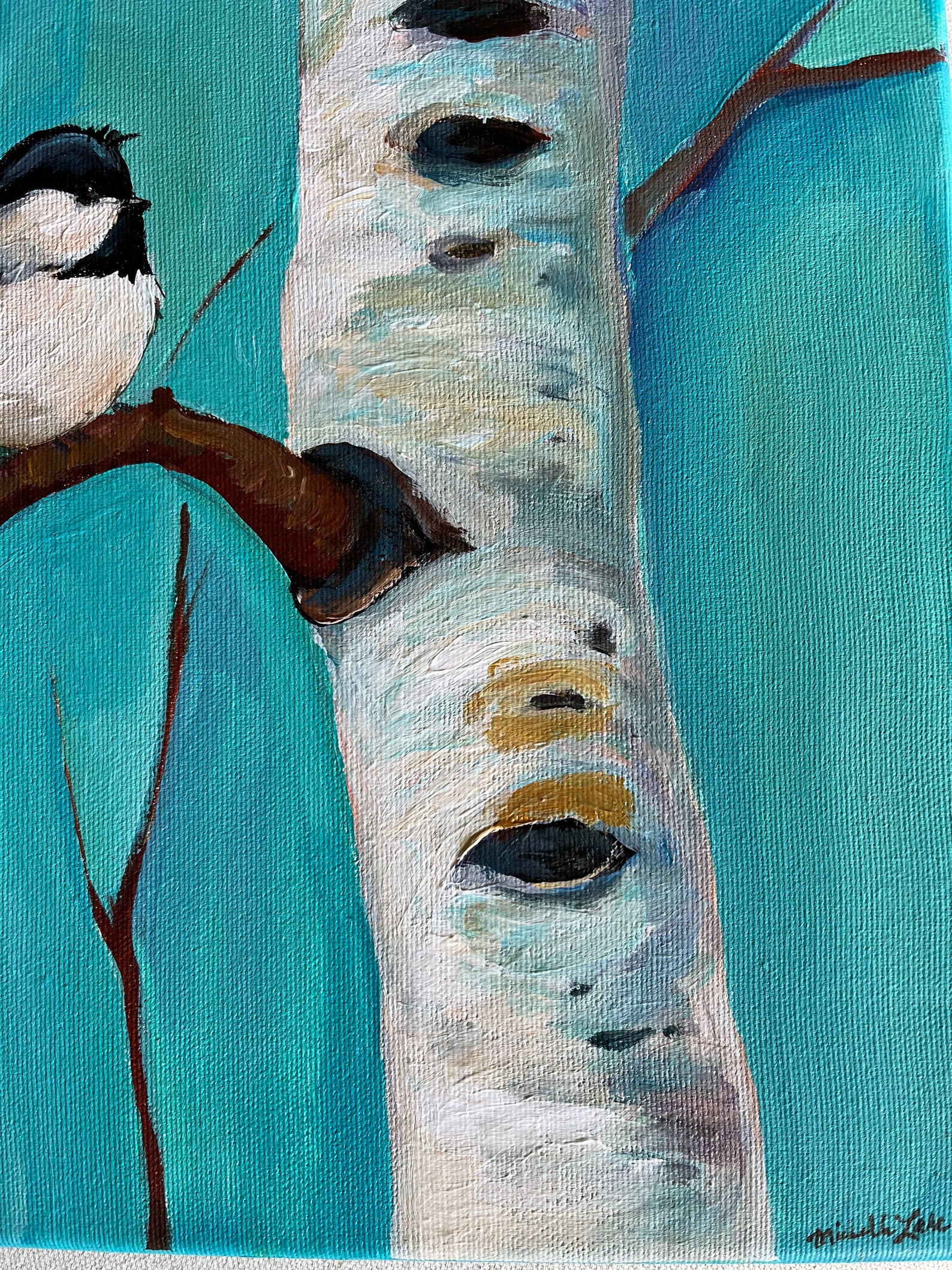 Two Chickadees on a Birch Tree Acrylic Painting. Hand Painted by Me in ...