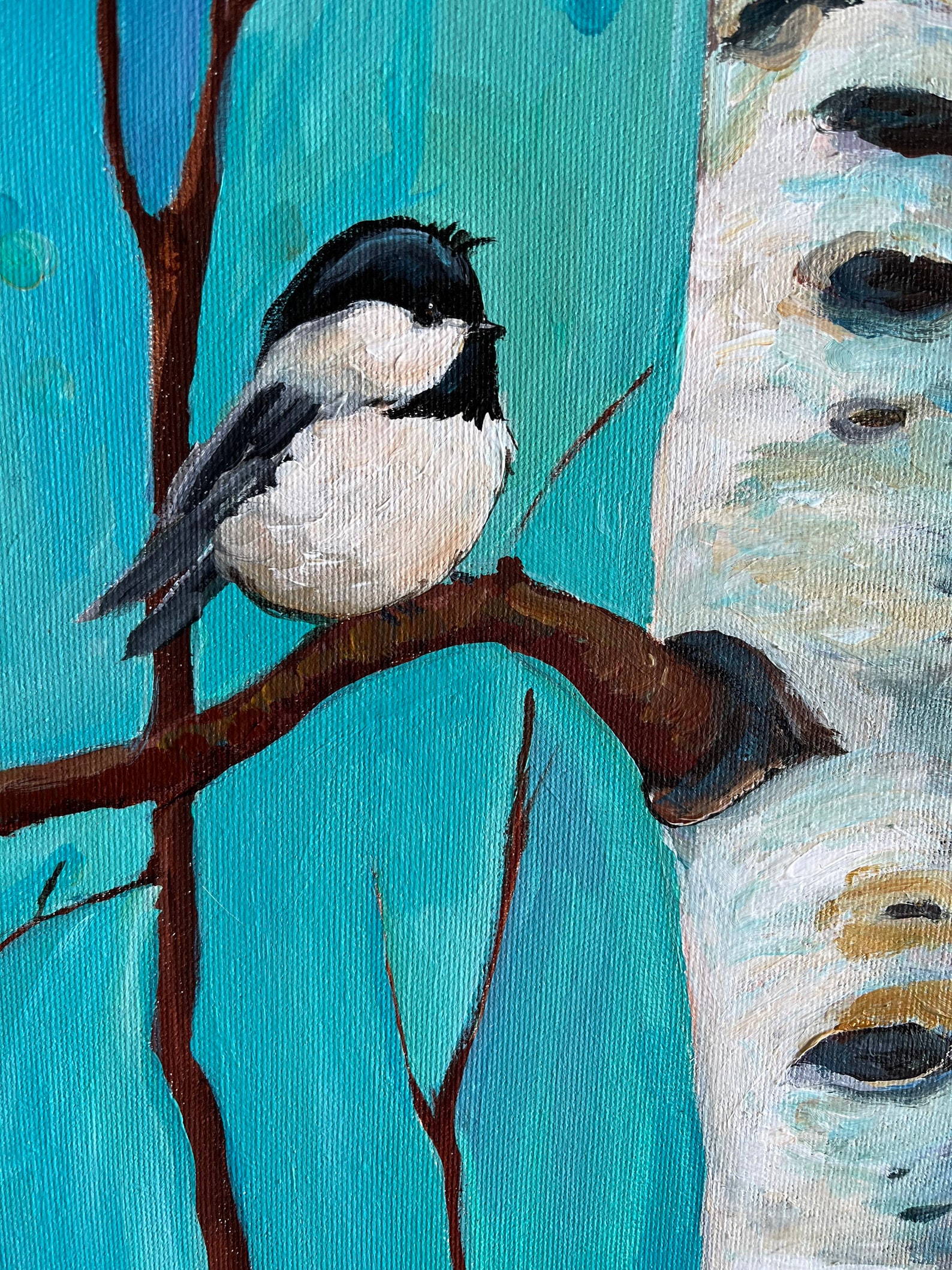 Two Chickadees on a Birch Tree Acrylic Painting. Hand Painted by Me in ...