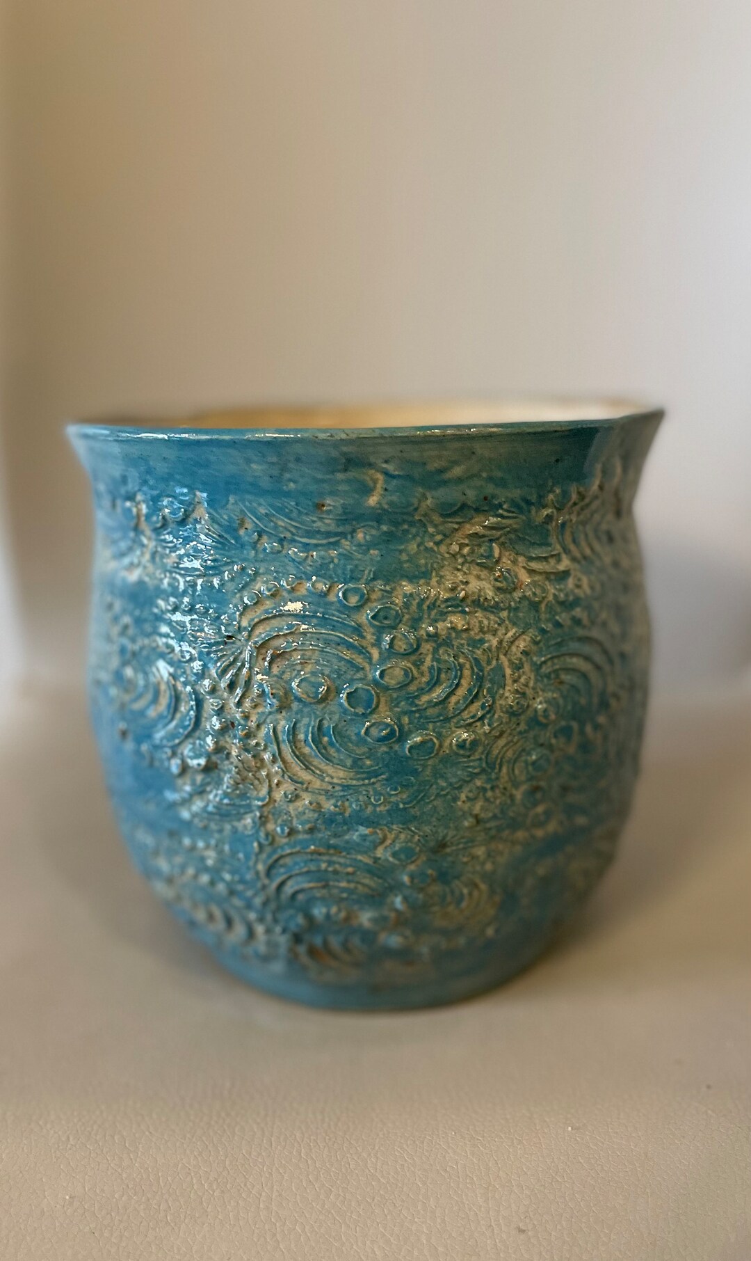 Large Turquoise Container/planter/crock - Etsy