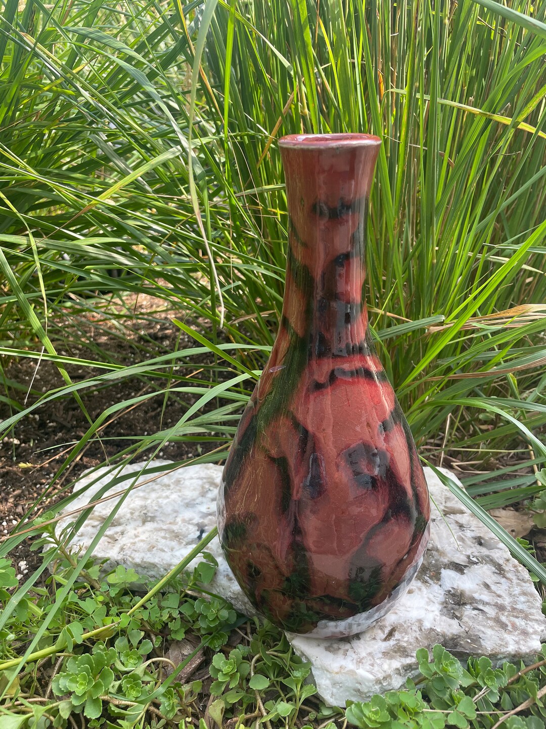 Red and Black Tall Sleek Vase I - Etsy