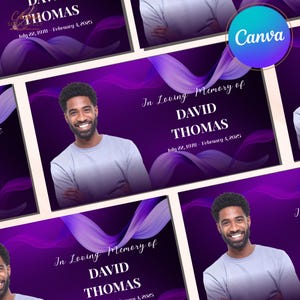 Purple Funeral Slideshow Template With Music – Editable Canva Memorial ...