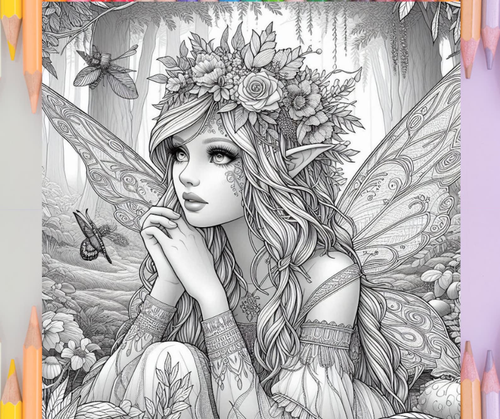 Mystical Fairies Coloring Book for Adults: Magical Fairy Coloring Pages ...