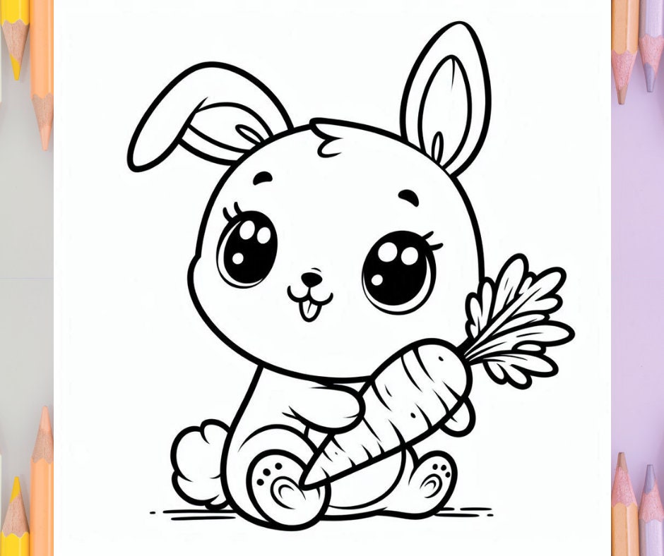 50-page Printable Bunny Coloring Pages for Kids and Kids at Heart,fun ...