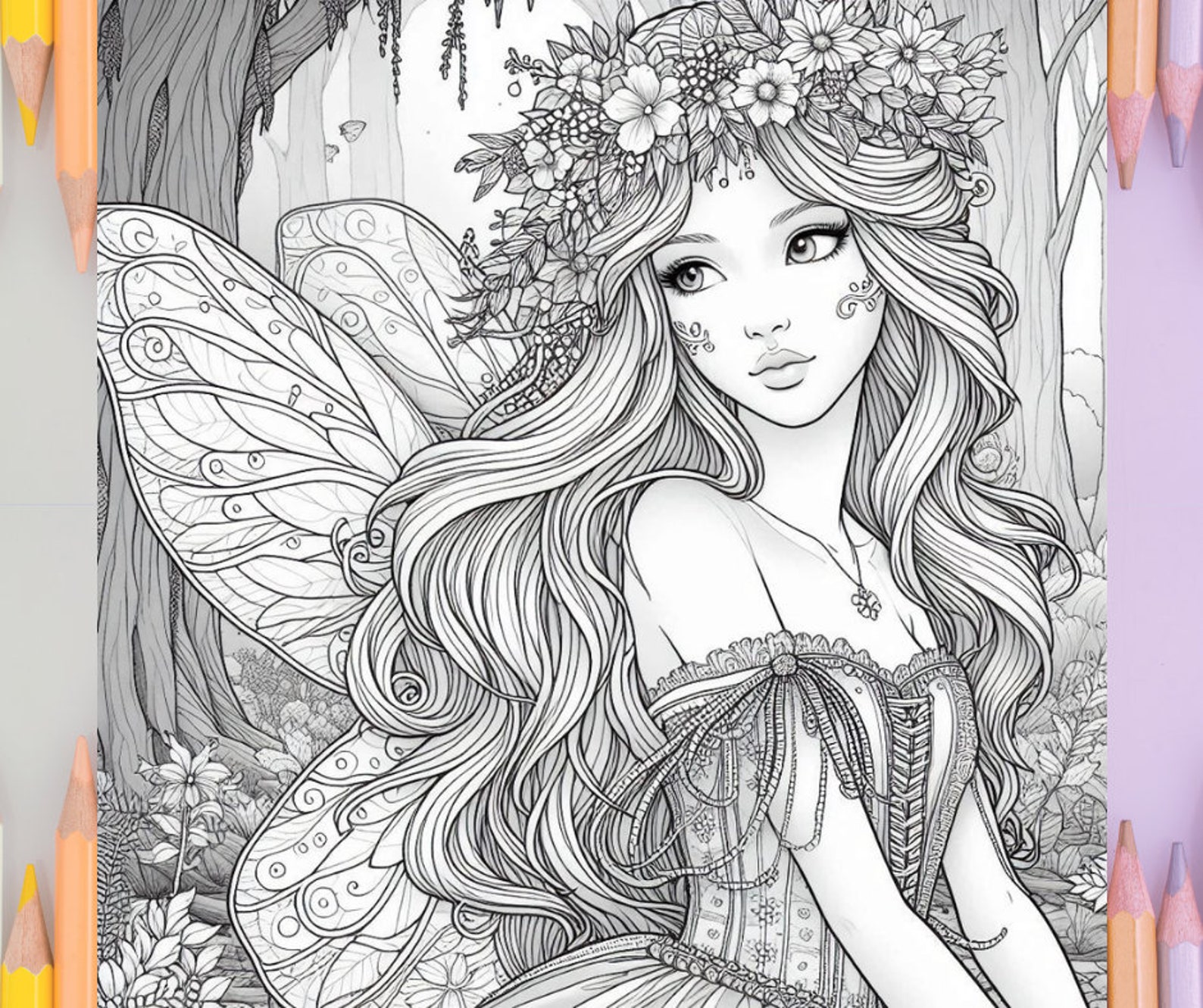 Mystical Fairies Coloring Book for Adults: Magical Fairy Coloring Pages ...