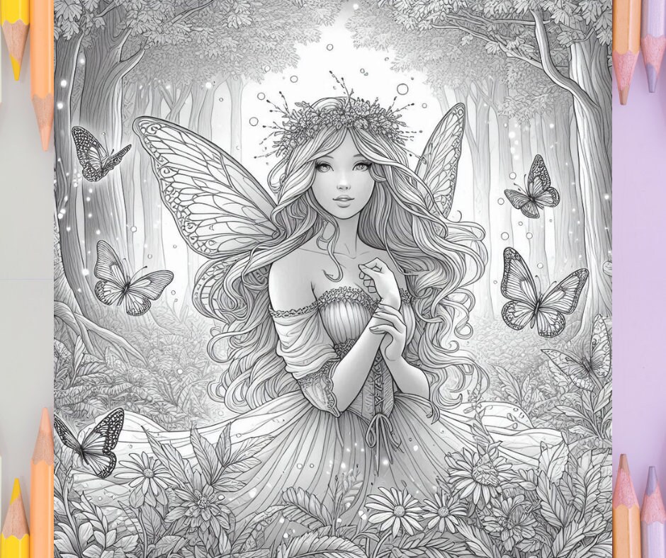 Mystical Fairies Coloring Book for Adults: Magical Fairy Coloring Pages ...