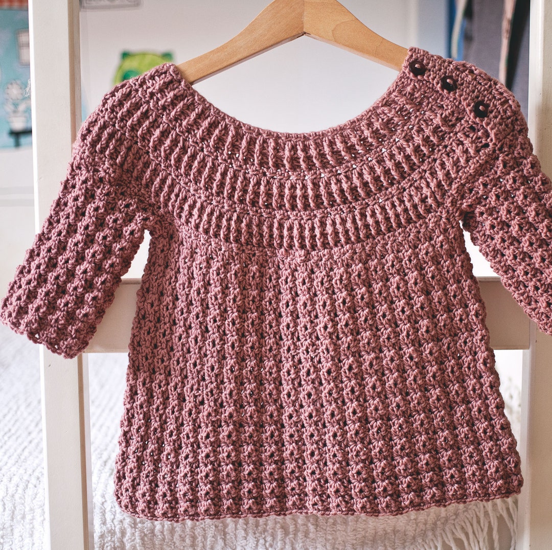 Crochet PATTERN - Ribbed Yoke Sweater (child Sizes - 6-12m up to 9 ...