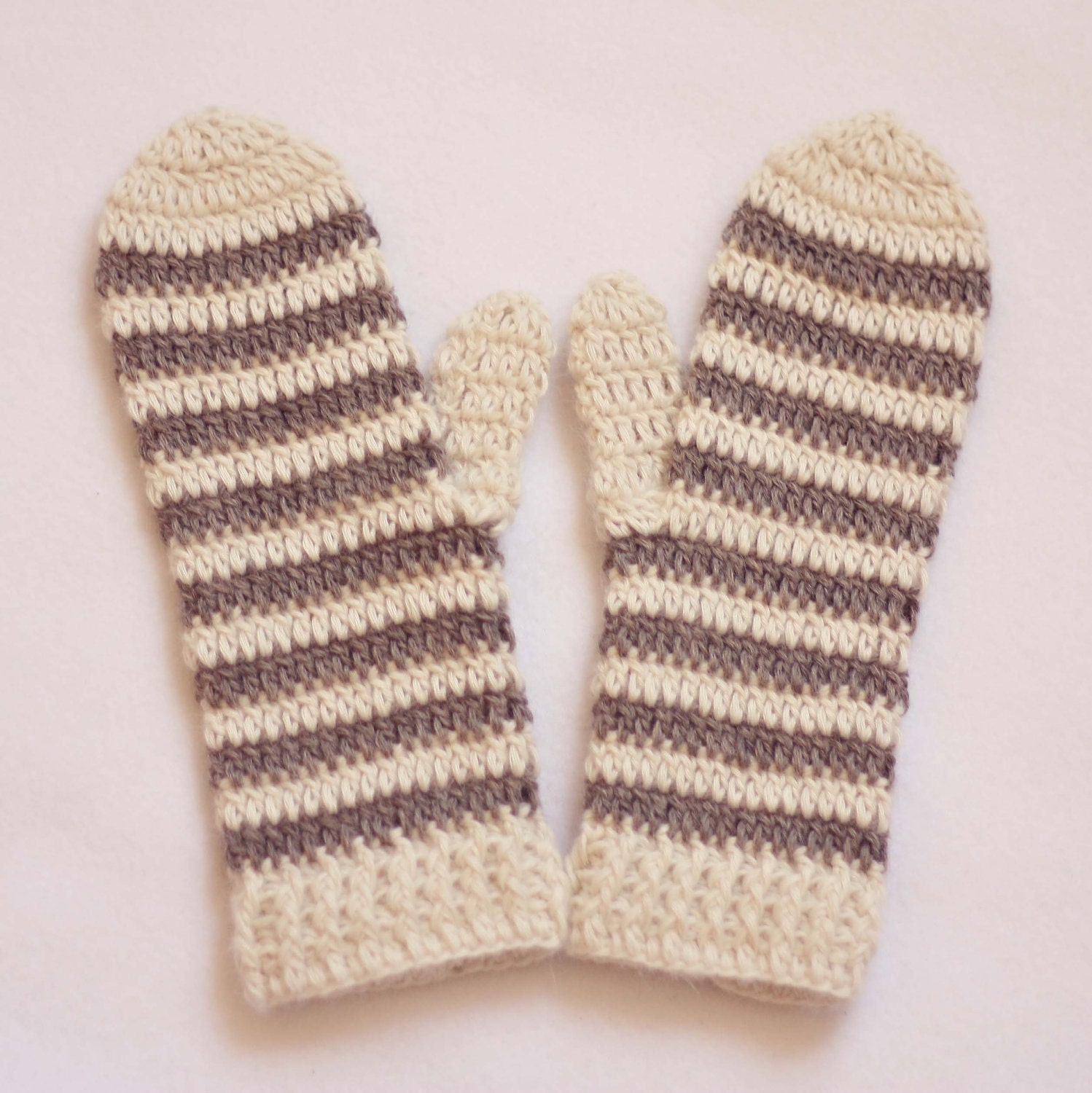 Crochet PATTERN Striped Mittens adult Teen Child Sizes | Etsy