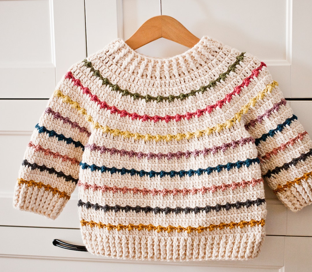 Crochet PATTERN - Rainbow Sweater (child Sizes 0-6m up to 9-10y ...