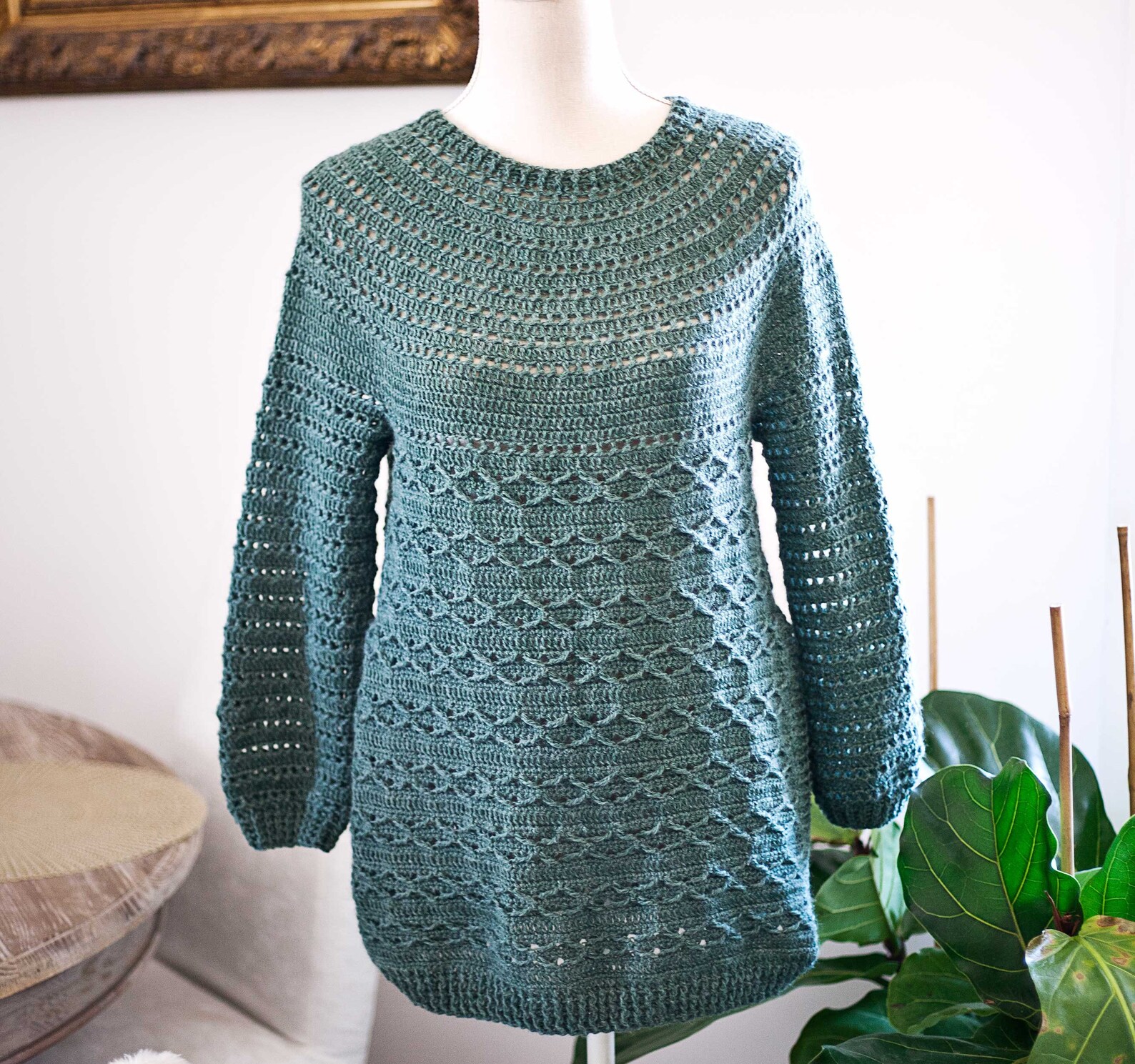 Crochet PATTERN Forest Sweater With Side Slits sizes S, M, L, XL, XXL ...