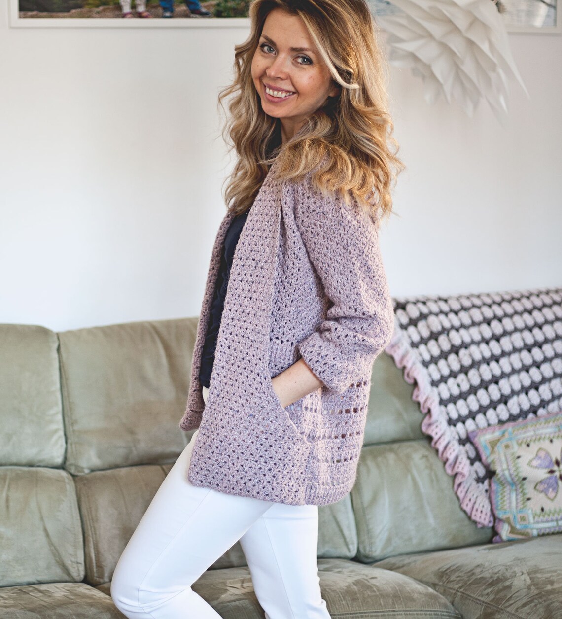 Crochet PATTERN - Shawl Pocket Open Front Cardigan (english Only) - Etsy