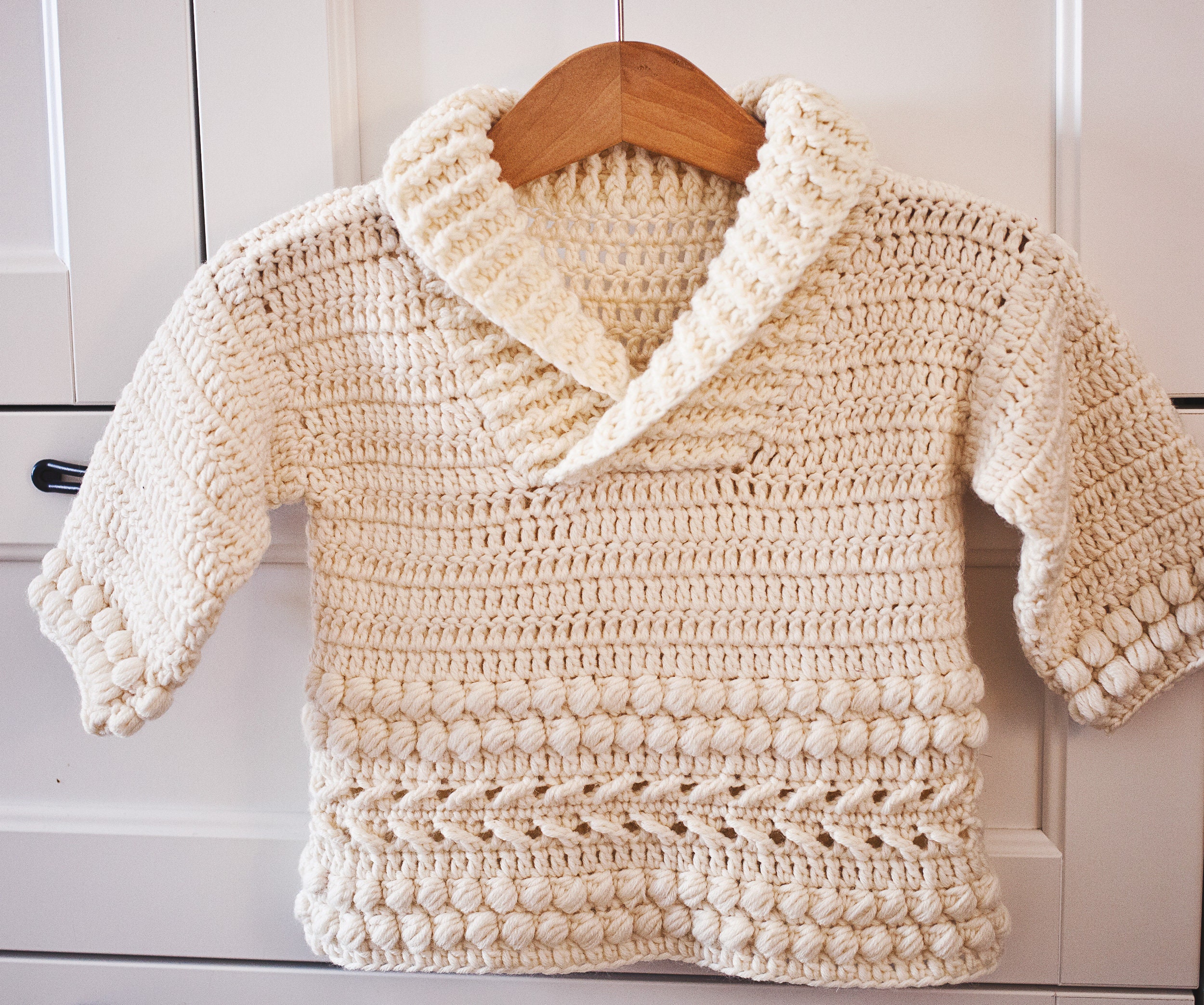 Crochet PATTERN Shawl Collar Sweater child Sizes 0-6m up to - Etsy