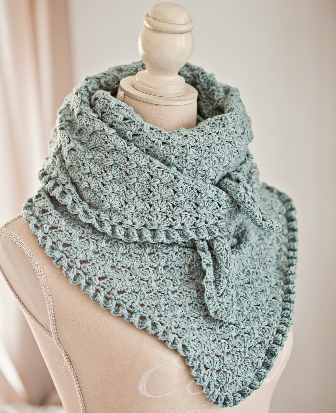 Crochet Shawl PATTERN - Fan and Ruffle Kerchief and Shawl (instructions ...