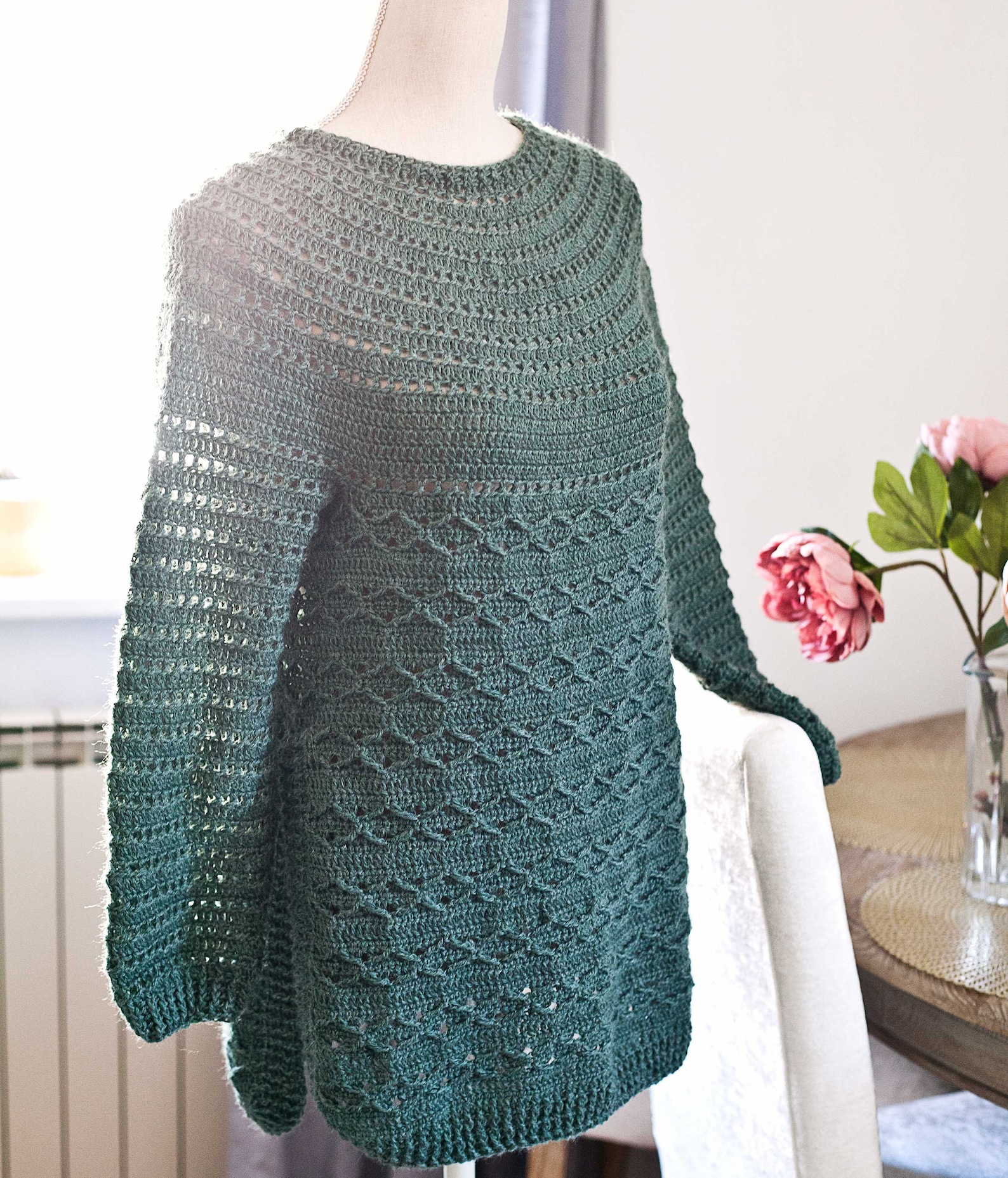 Crochet PATTERN - Forest Sweater With Side Slits (sizes S, M, L, XL ...