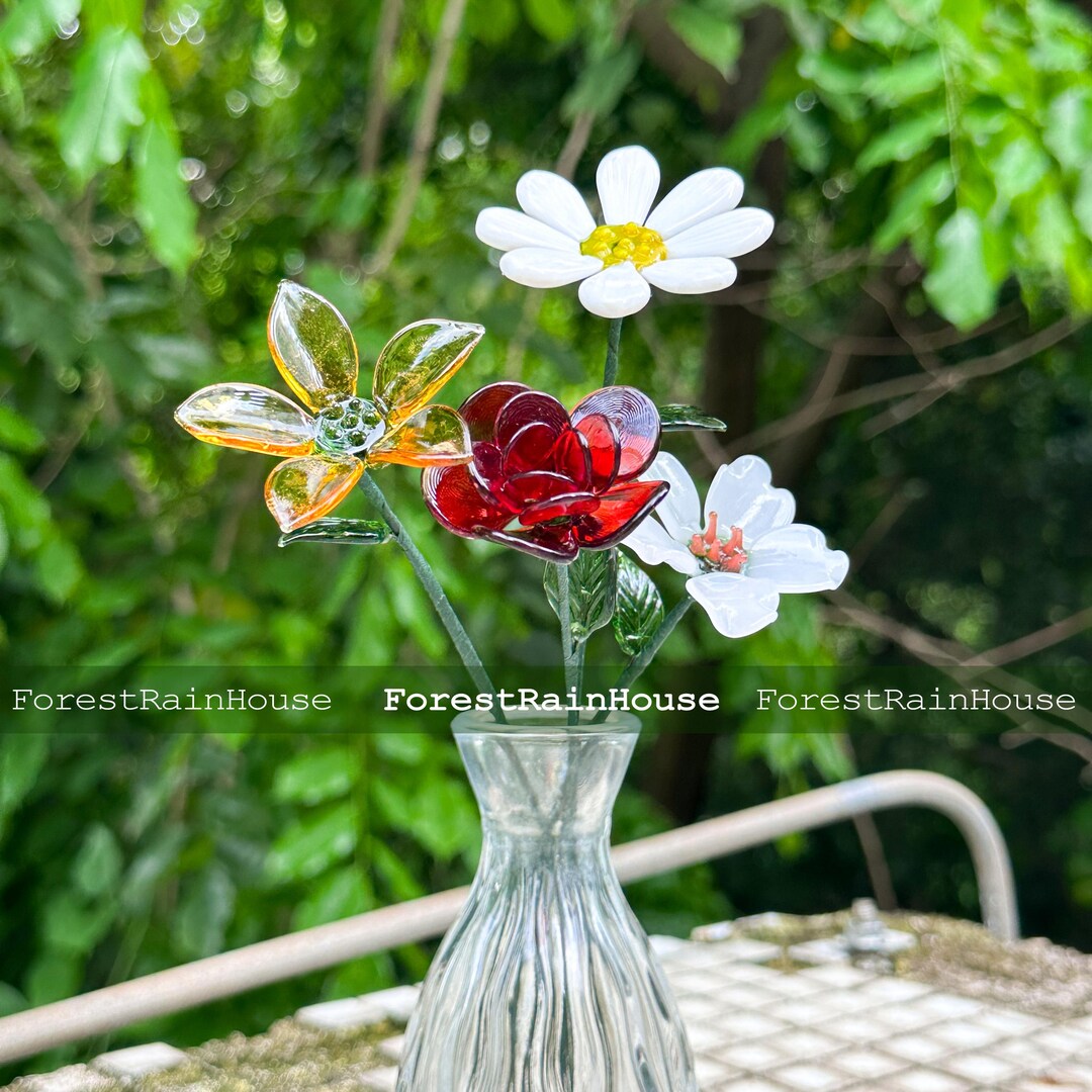 Glass Birth Flower,month Glass Flowers,glass Flower Bouquets,birthday ...