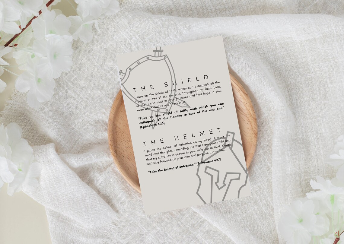 Armour of God Prayer Cards Printable Cards Digital Download ...