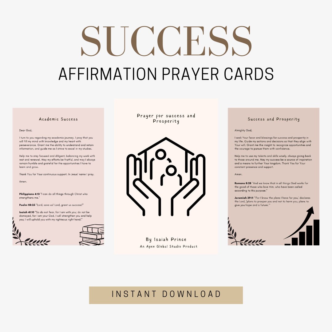 Printable Prayer Cards for Success - Etsy