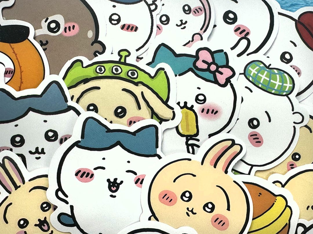 60 Pcs Chiikawa Cute Character Stickers Set Waterproof Vinyl Stickers ...