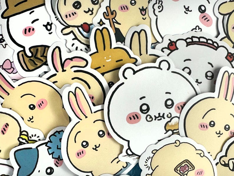 60 Pcs Chiikawa Cute Character Stickers Set Waterproof Vinyl Stickers ...