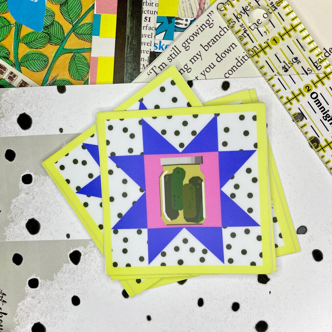Pickle Quilt Block Sticker - Etsy