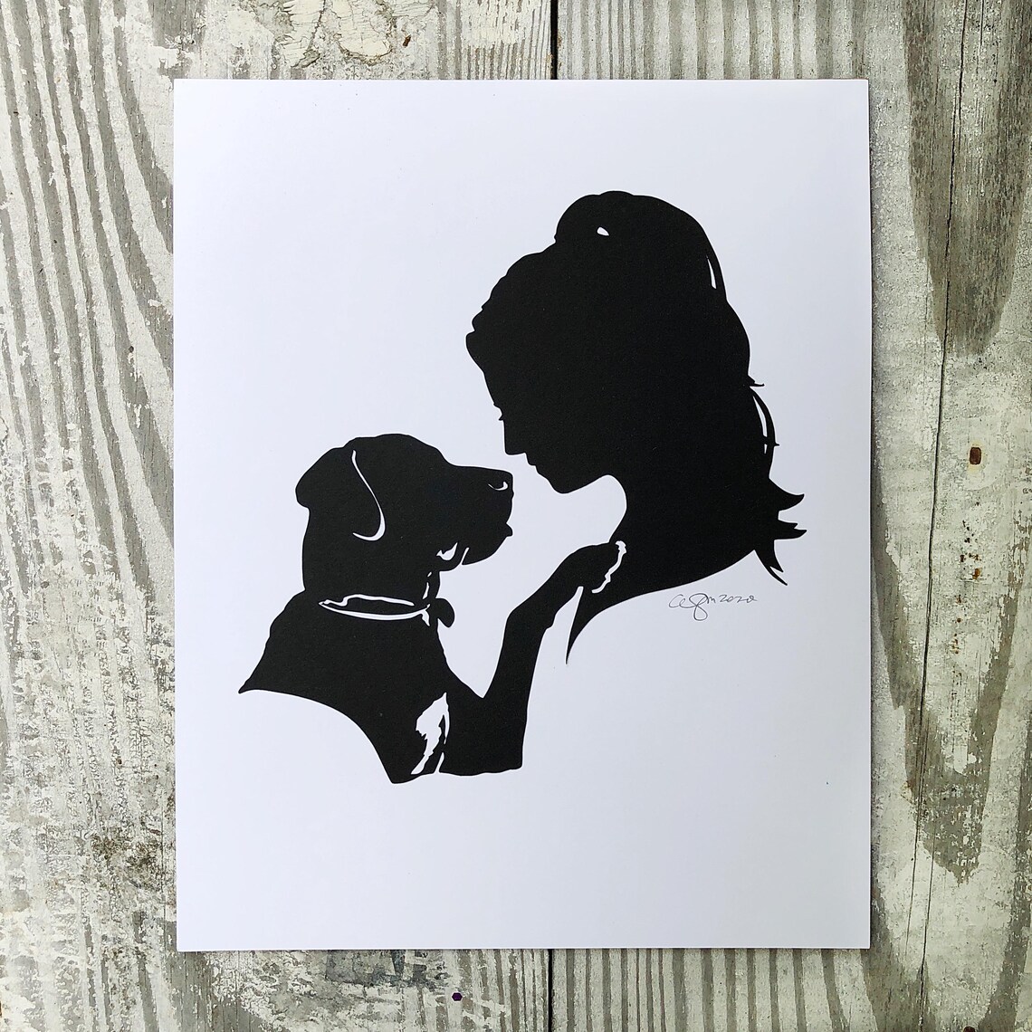 Custom Silhouette Art Portrait Heirloom Keepsake (double Portrait) - Etsy