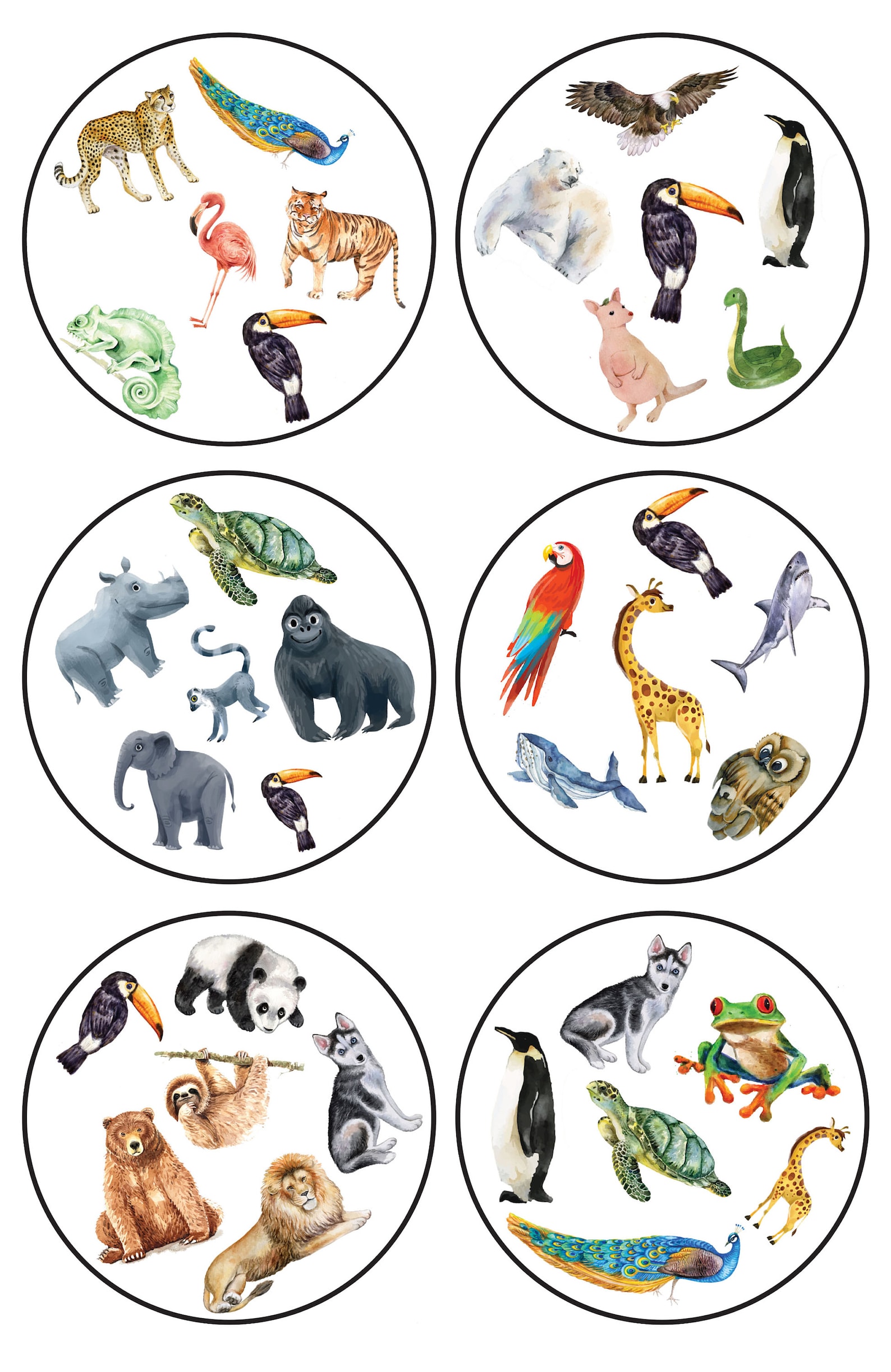 Wild Animals Dobble/match It/spot It Card Game - Etsy