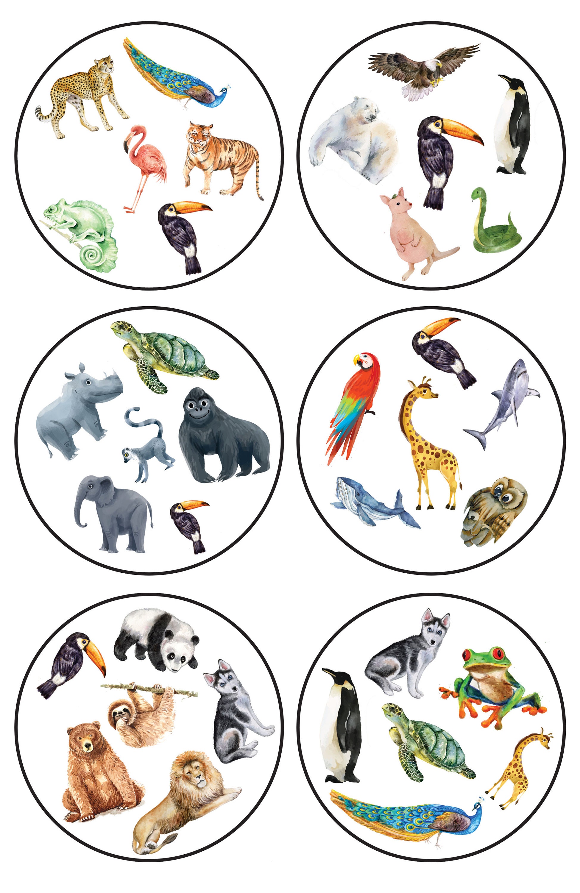 Wild Animals Dobble/match It/spot It Card Game - Etsy