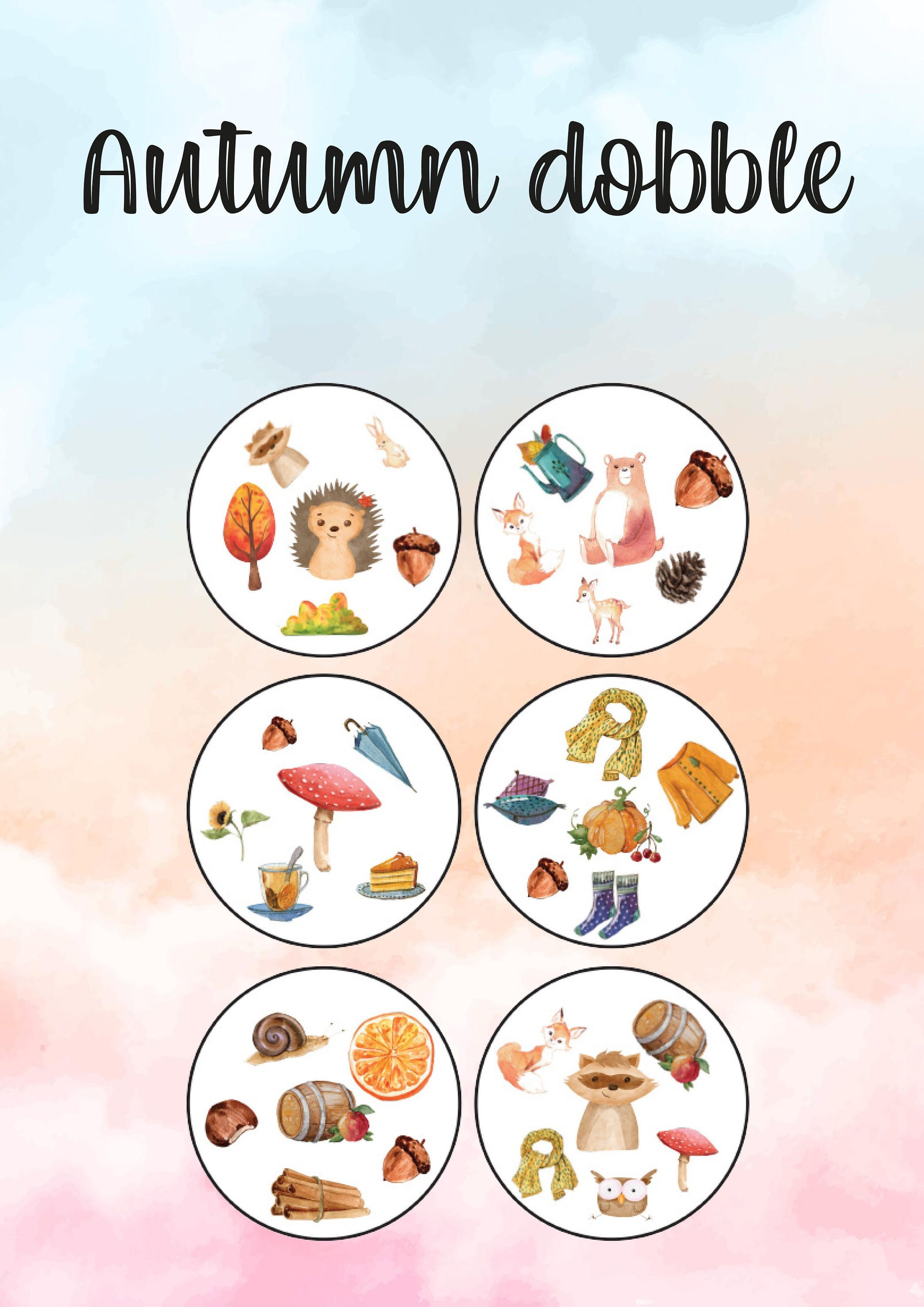 Autumn/fall Dobble/ Spot It/match It Card Game - Etsy