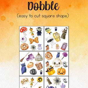 Halloween Dobble Game: Watercolor Matching Card Activity (PDF Download ...