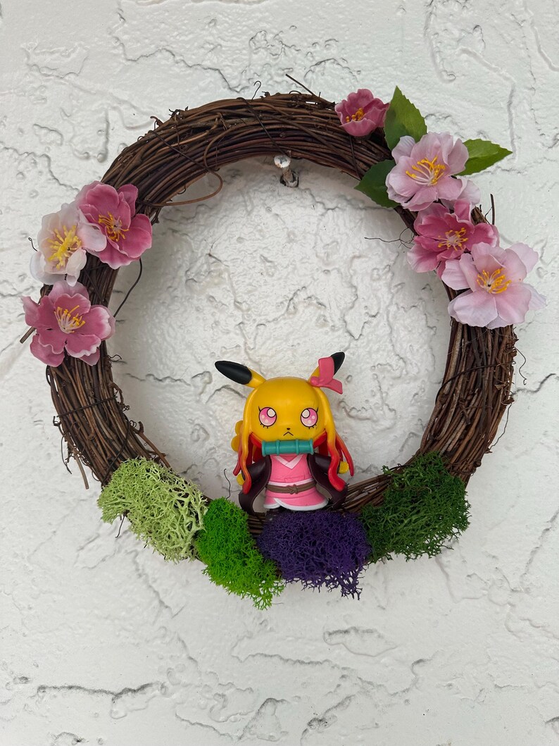 Pikachu X Demon Slayer Anime Wreath | Handmade Fan Art Décor - Etsy