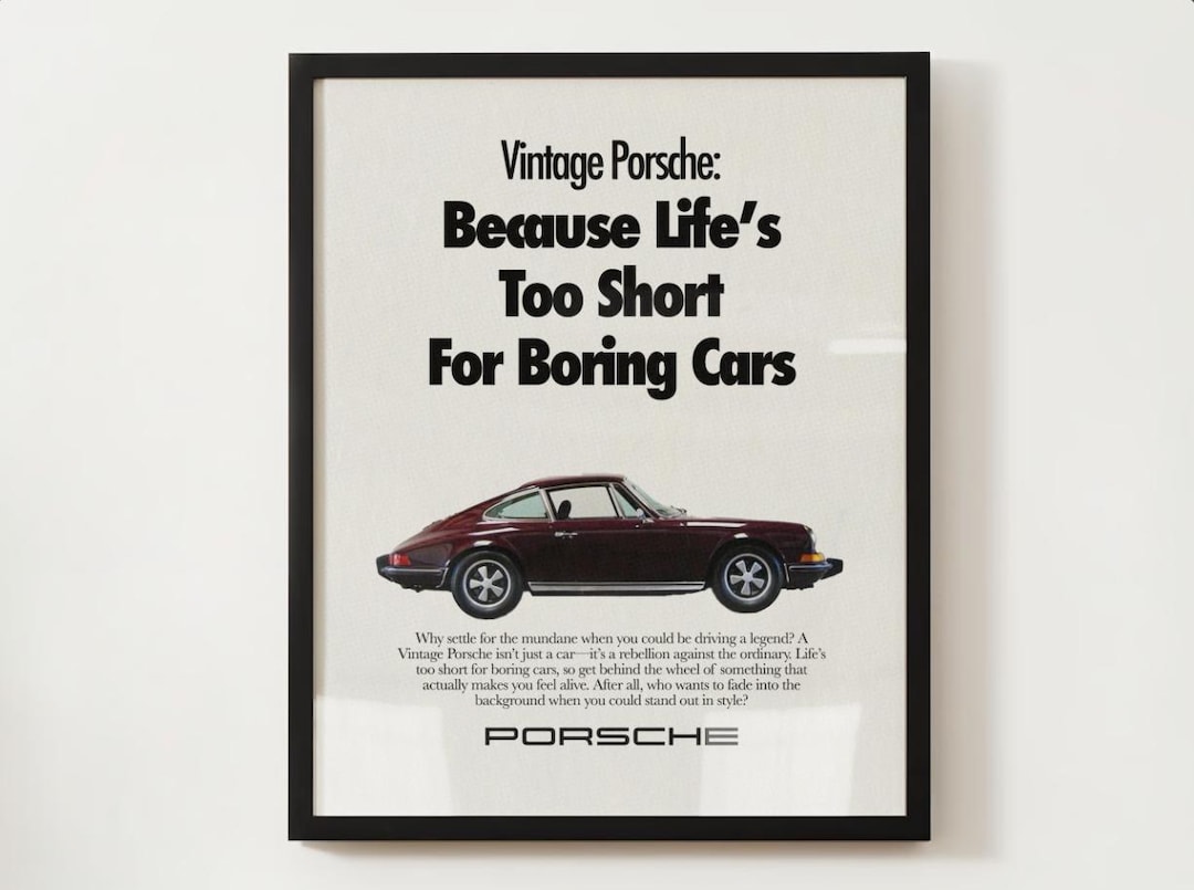 Vintage Porsche Ad, Poster Print, Car Wall Art, Digital Print, Retro ...