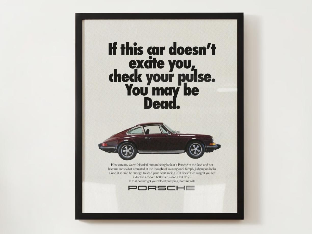 Vintage Porsche Ad Poster Print, Typography Print, Vintage Car Print ...