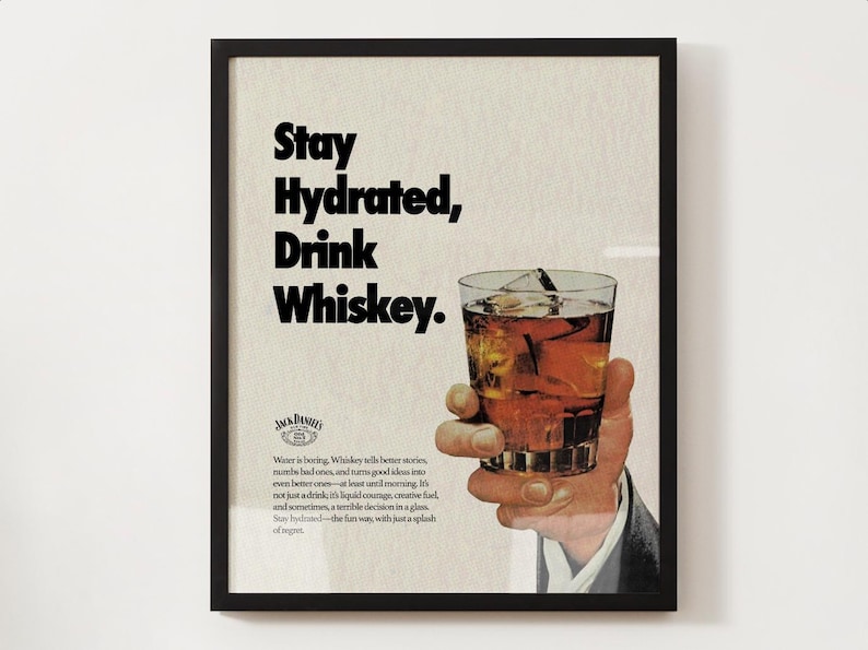 Vintage Whiskey Print, Dark Humor Bar Art, Retro Liquor Wall Decor ...