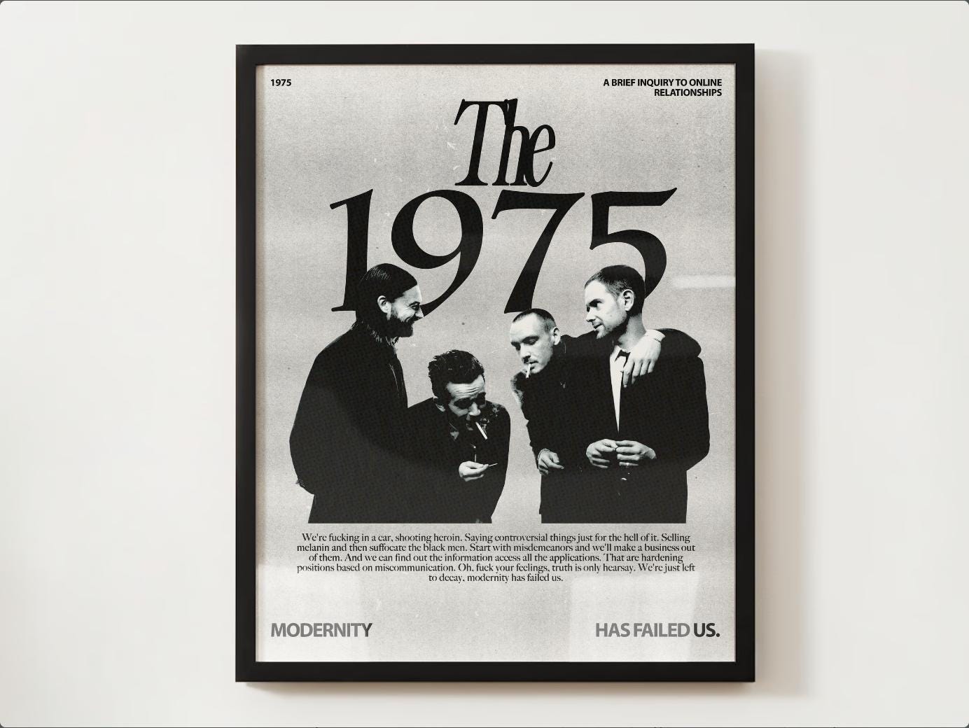 The 1975 Band Vintage Poster Print, Grunge Art, Digital Wall Art, Music ...