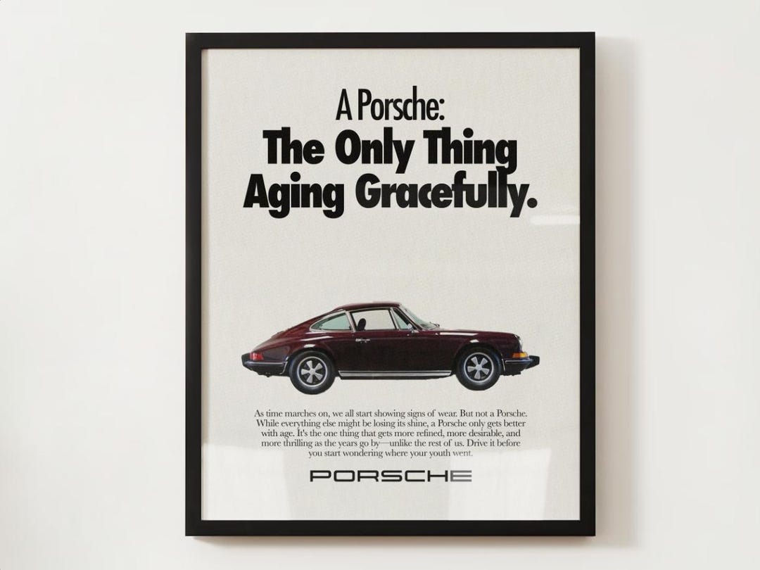 Vintage Porsche Ad, Poster Print, Luxury Car Art, Porsche Art, Retro ...
