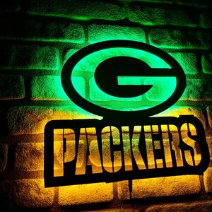 Green Bay Packers Led Lighted Sign, G Packers Wall Decor, Illuminated ...
